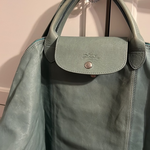 Longchamp | Bags | Longchamp Limited Edition Sage Cuir Leather Pliage ...